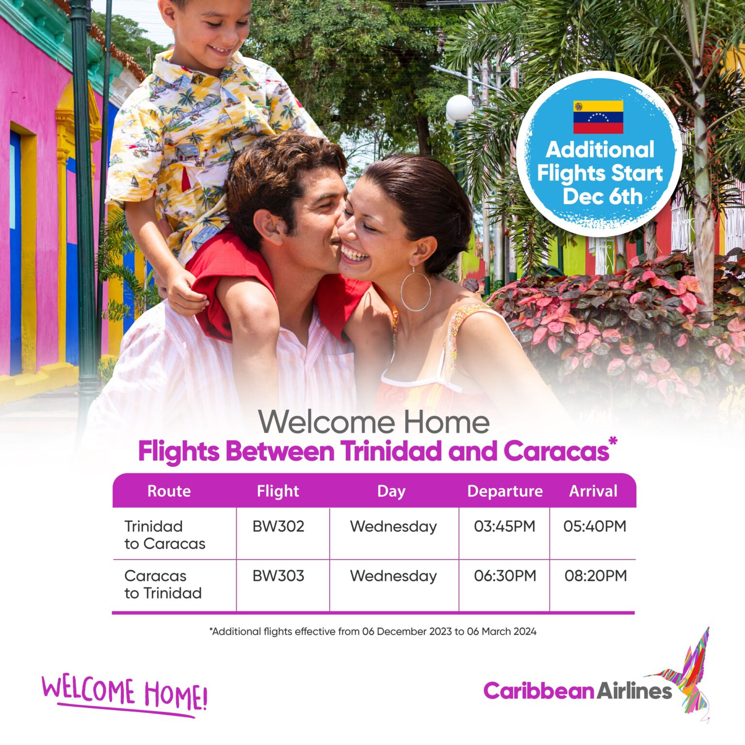 Caribbean Airlines aumenta una frecuencia más semanal hacia Venezuela